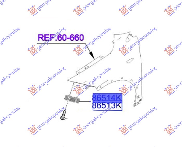 NOSAC PREDNJEG BRANIKA BOCNI PLAST. (O) Desna str. HYUNDAI i20 (2020-) (OEM: 86552-Q0000, 86552Q0000)