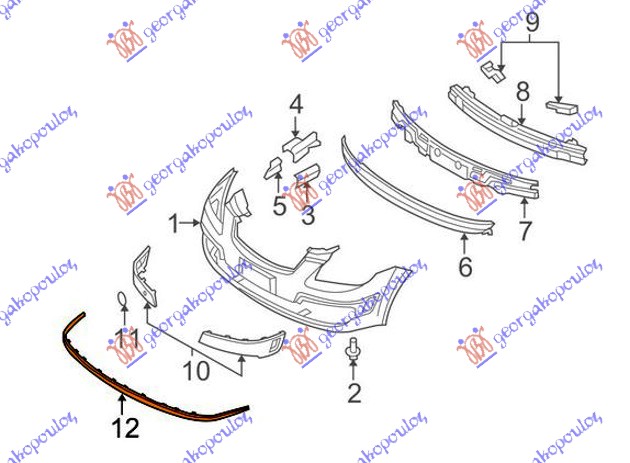 SPOJLER PREDNJEG BRANIKA (O) KIA RIO (2005-2011) (OEM: 86525-1G000, 865251G000)