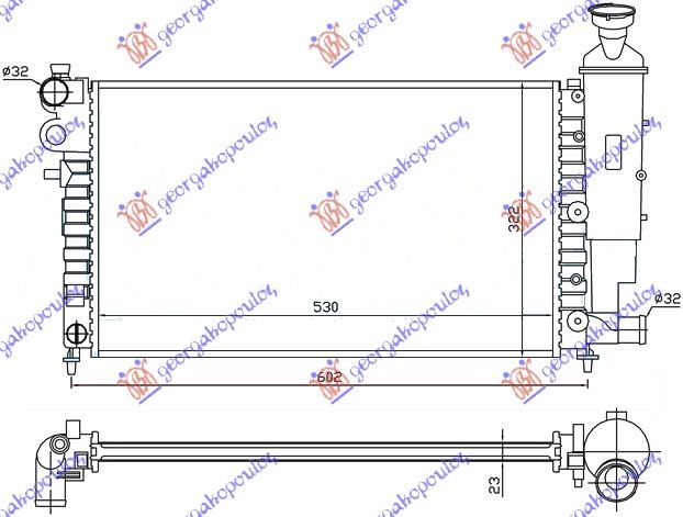 HLADNJAK MOTORA XN/XR (53×32) +/ – AC CITROEN SAXO (1996-1999) (OEM: 133001)