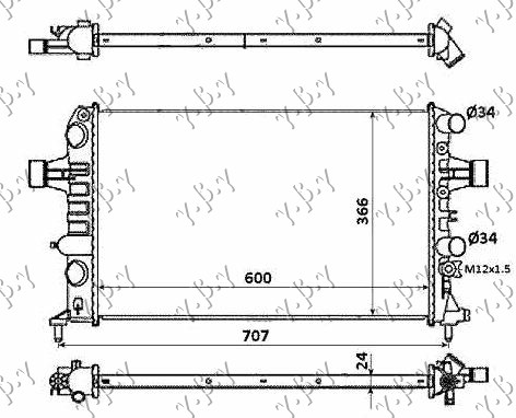 HLADNJAK MOTORA 1.6CC 16V +AC(60X37)Z16X OPEL ZAFIRA (1999-2005) (OEM: 1300258)