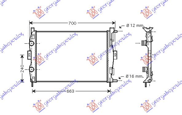 HLADNJAK MOTORA 1.4 – 1.6 16V +/ – AC (59x45x18) RENAULT SCENIC (2003-2009) (OEM: 8200115541)