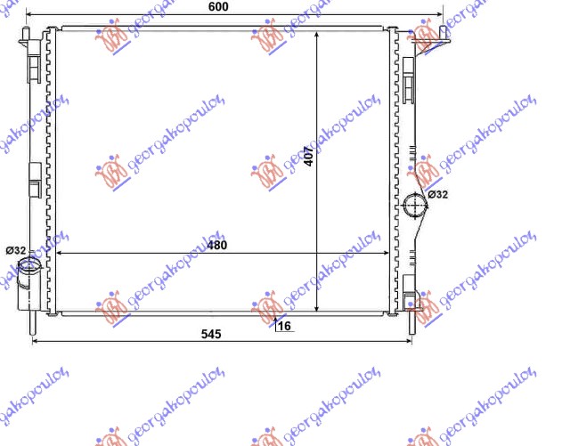 HLADNJAK MOTORA BENZIN -A/C (47.7×40.6) DACIA SANDERO (2008-2012) (OEM: 8200735038)