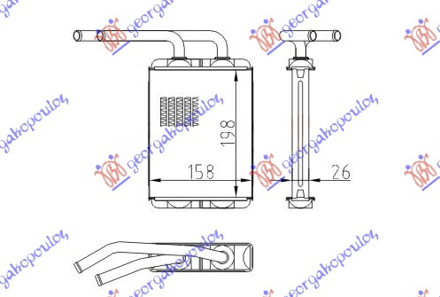 GREJAC KABINE (B)+/ – AC (198×158)DELPHI TIP RENAULT TWINGO (1992-1998) (OEM: 7701036909, 7701208110)