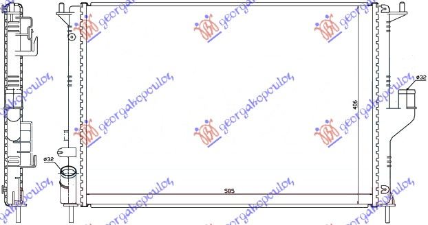 HLADNJAK MOTORA BENZIN-DIZEL (58×40) SRAF GORE DACIA LOGAN-MCV (2008-2012) (OEM: 8200735039)