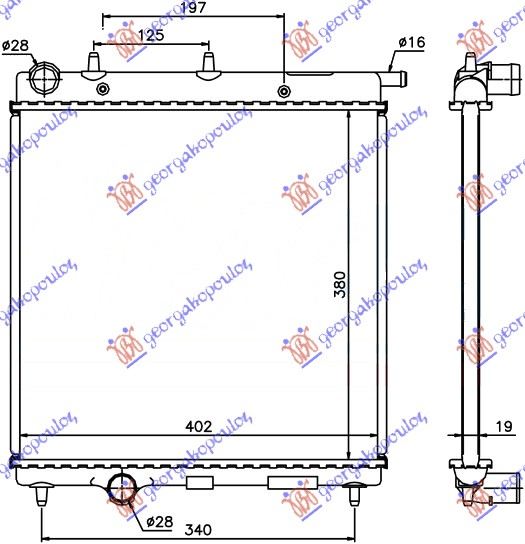 HLADNJAK MOTORA 1.4cc8V16V/-+A/C HDI(38×40.2×19) CITROEN C3 PLURIEL (2003-2010) (OEM: 1330.E5, 1330E5, 133000000)