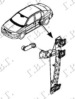 PODIZAC ZADNJEG PROZORA MEHANICKI 4/5 VRATA A KVAL Leva str. RENAULT MEGANE SDN-H/B-L/B (2005-2008) (OEM: 8200028074)