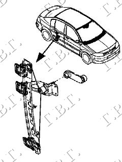 PODIZAC ZADNJEG PROZORA MEHANICKI 4/5 VRATA A KVAL Desna str. RENAULT MEGANE SDN-H/B-L/B (2005-2008) (OEM: 8200028073)