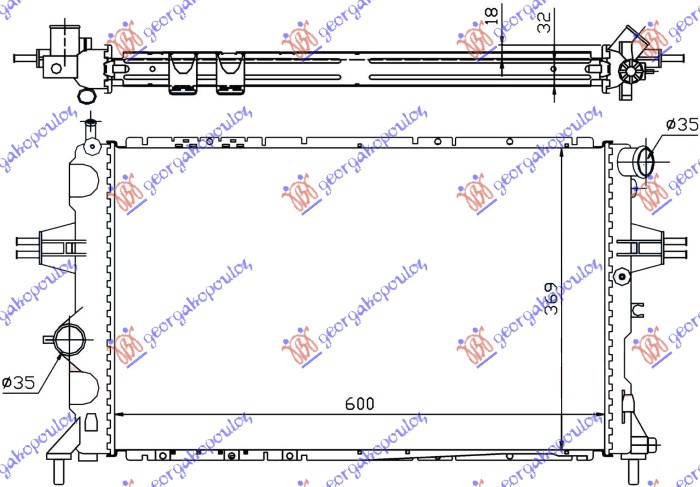 HLADNJAK MOTORA 2.0-2.2 BENZIN -2.0-2.2TD DIZEL (600×370 OPEL ZAFIRA (1999-2005) (OEM: 1300208, 9192578)