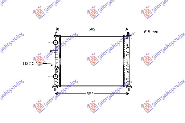 HLADNJAK MOTORA BENZIN ZA SVE BEZ POSUDE SA CEVI 8mm FIAT BRAVO (1995-2002) (OEM: 7767815, 71735369)