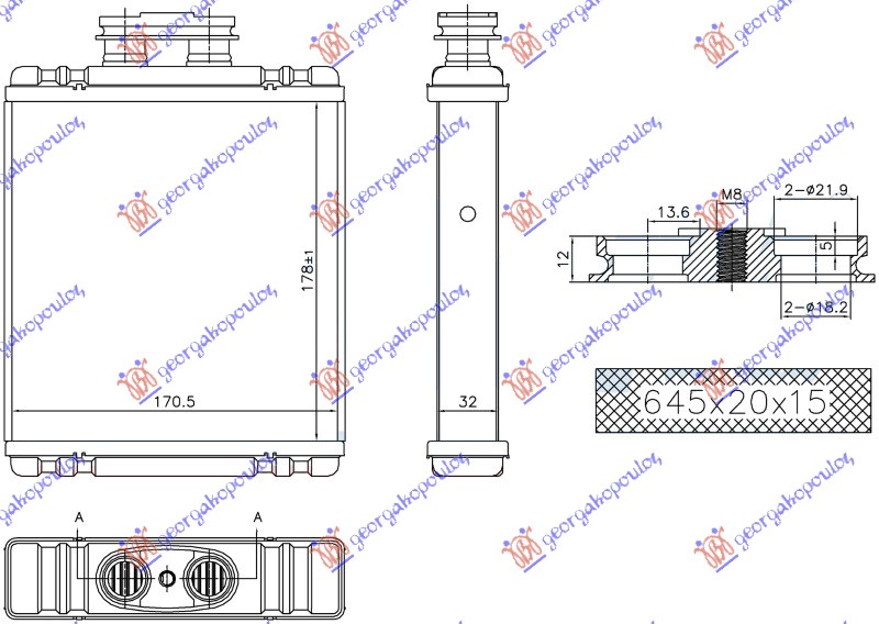 GREJAC KABINE (178x171x32) (BR) AUDI A1 (2014-2018) (OEM: 6C0819031)