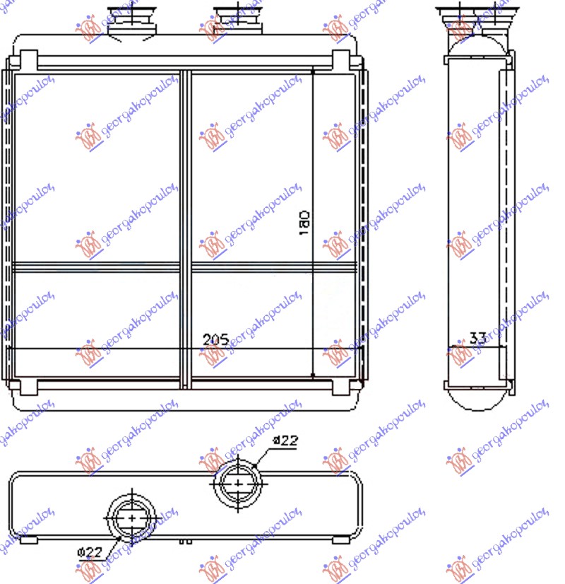 GREJAC KABINE (BR) (205x180x32) MERCEDES C CLASS (W204) (2007-2011) (OEM: 2048300061, A2048300061)