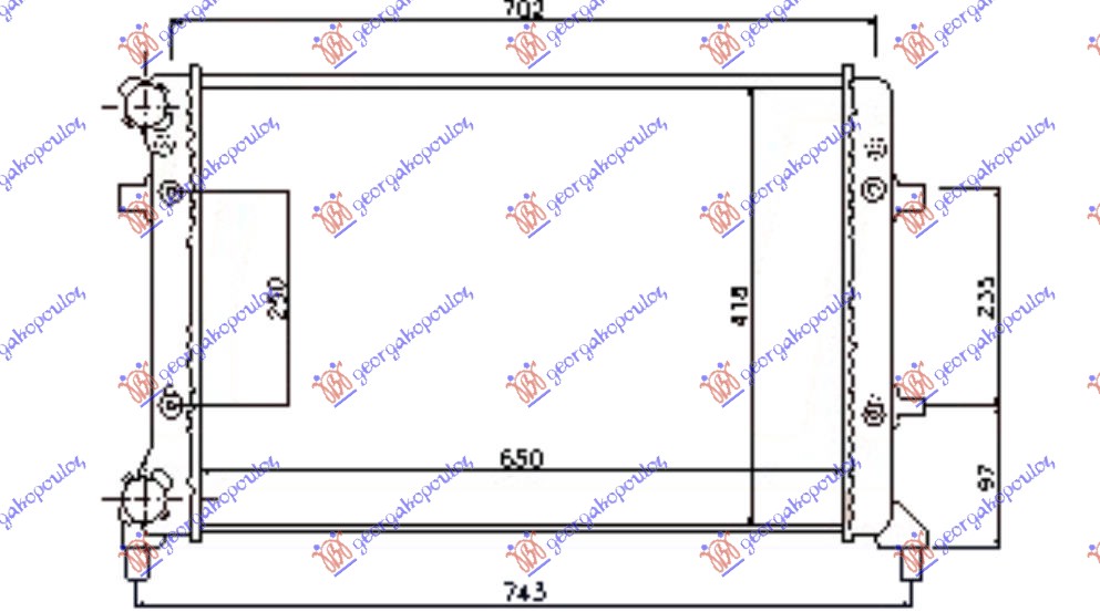 HLADNJAK MOTORA 1.4-1.6-2.0FSI/SDI +AC 65×41,5 SKODA OCTAVIA 5 (2004-2008) (OEM: 1K0121251BQ, 1K0121251BR, 1K0121251CD)
