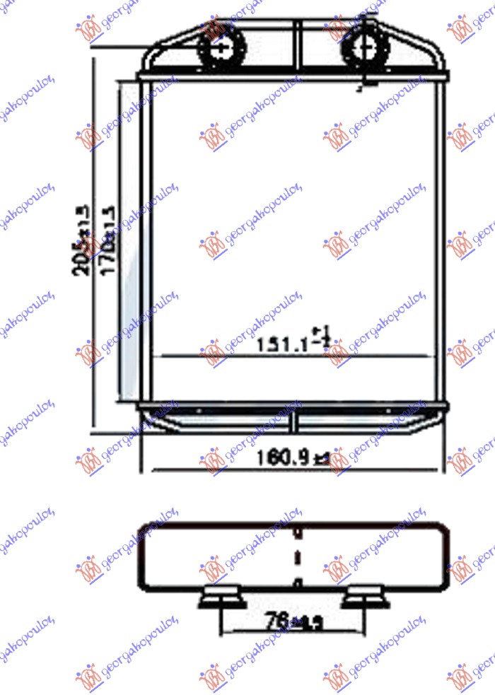 GREJAC KABINE 0.9-1.2 BENZIN 1.5 DIZEL 170×151 DENS DACIA LOGAN-MCV (2016-2021) (OEM: 271151577R)