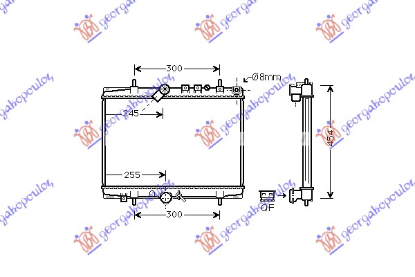HLADNJAK MOTORA 2.2 HDi +/-A/C (38×55.8) CITROEN C5 (2001-2004) (OEM: 1330.78, 1330.Q4, 133078)