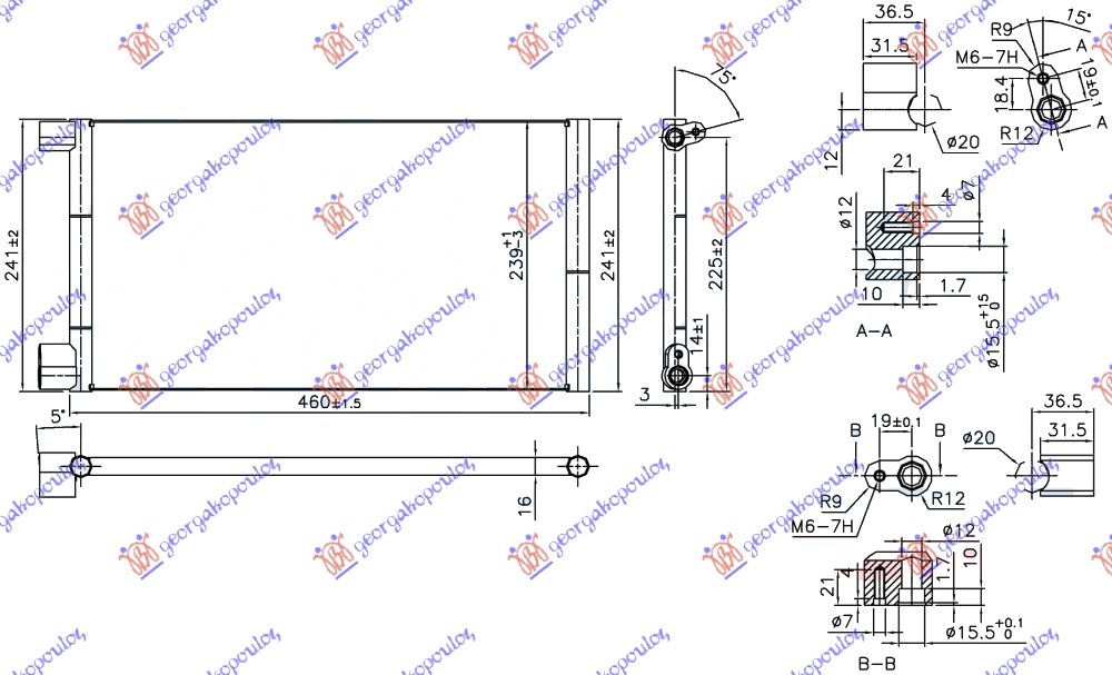 HLADNJAK KLIME 1.1i8V (41.4x24x1.8) FIAT SEICENTO (1998-2001) (OEM: 46519307, 46799740)