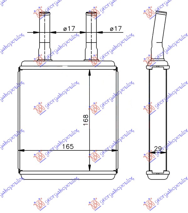 GREJAC KABINE (B) +/ – AC (168×165) HYUNDAI LANTRA J2 (1995-1998) (OEM: 97221-22000, 97221-22001, 9722122000)