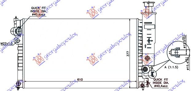 HLADNJAK MOTORA 1.4 – 2.0cc +/ – A/C (61×37.7) PEUGEOT 405 (1993-1995) (OEM: 1301G3)