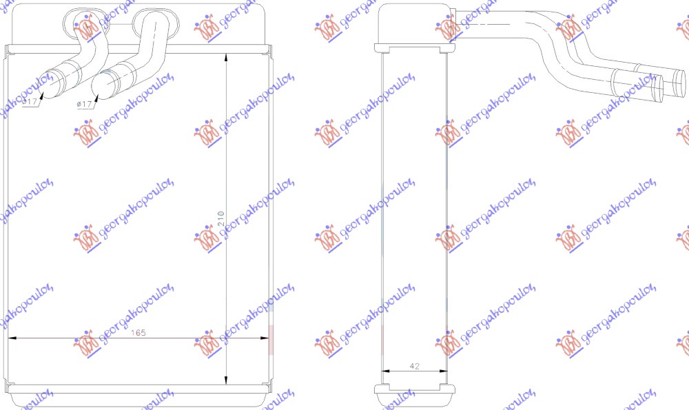 GREJAC KABINE (210x165x42) HYUNDAI H1 VAN (1998-2007) (OEM: 97023-4A000, 97023-4A010, 970234A000)