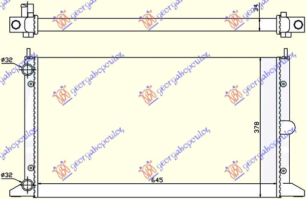 HLADNJAK MOTORA 2.0 i-18V (64.5×37.8) -00 SEAT ALHABRA (1995-2010) (OEM: 7258109, 95VW8005 CA, 95VW8005CA)