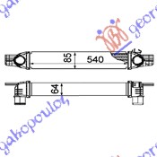 HLADNJAK INTERKULERA 1.3 – 1.4HDI – MJTD (540x85x65) PEUGEOT BIPPER (2008-) (OEM: 0384L7, 51790623)