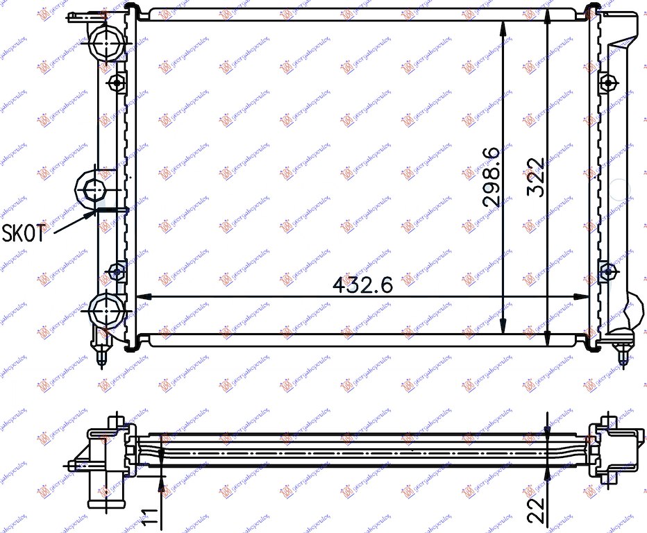 HLADNJAK 1.0 – 1.3 (43×32) VALEO CLASSIC VW GOLF II MANHATAN (1988-1991) (OEM: 171121253CF, 171121253CJ)