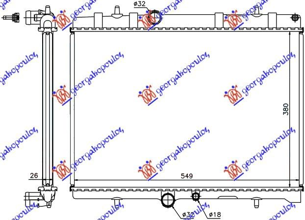 HLADNJAK MOTORA 2.0 HDi (38x56x19) +/- A/C PEUGEOT 307 (2001-2005) (OEM: 1330G8)