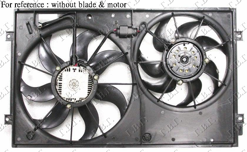 VENTILATOR KOMPLET(280mm)(OVAL.KONEKT) SKODA SUPERB (2001-2008) (OEM: 8D0959455P, 8D0959455R)