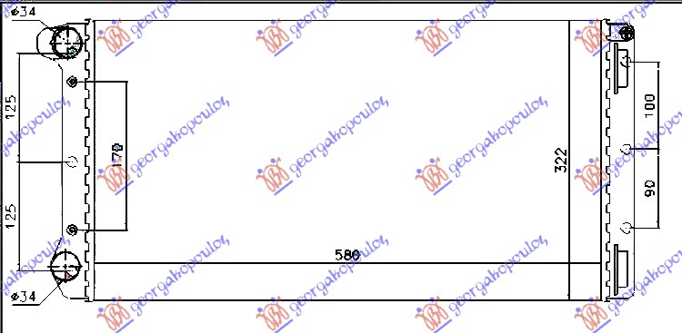 HLADNJAK MOTORA 1.9 JTD (58×30.8×38) TIP MARELLI FIAT PUNTO (2003-2011) (OEM: 51708727)