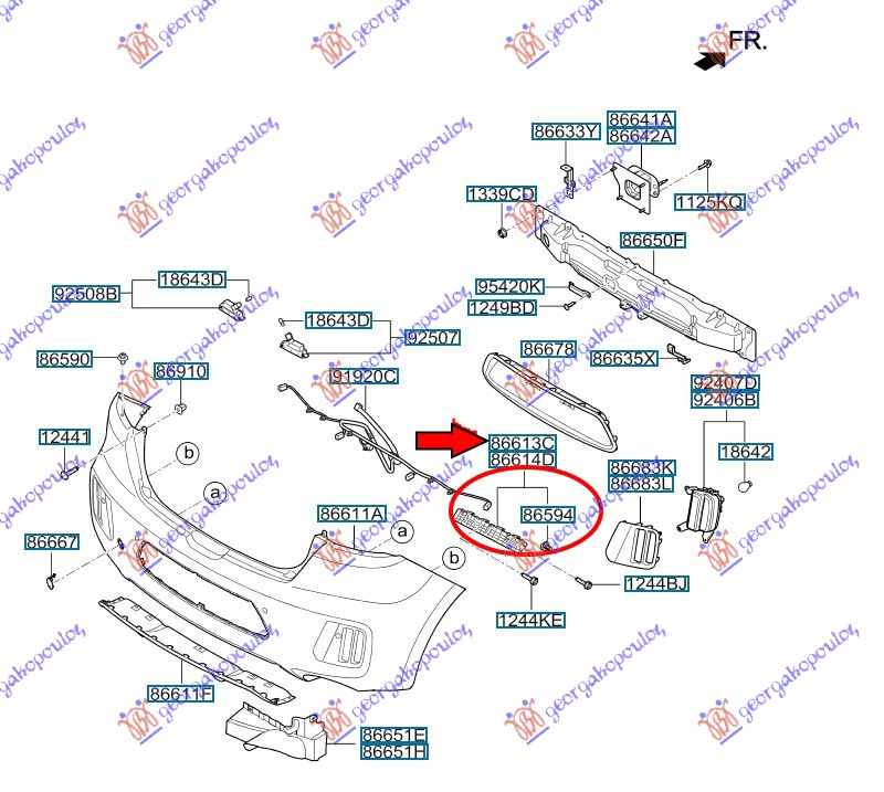 NOSAC PREDNJEG BRANIKA PLASTICNI (O) Desna str. KIA PROCEED 3D (2013-2015) (OEM: 86614-A2300, 86614A2300)