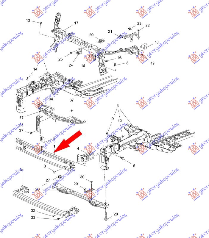 SINA PREDNJEG BRANIKA OPEL MOKKA (2013-2016) (OEM: 1405150, 25975707, 42421796)