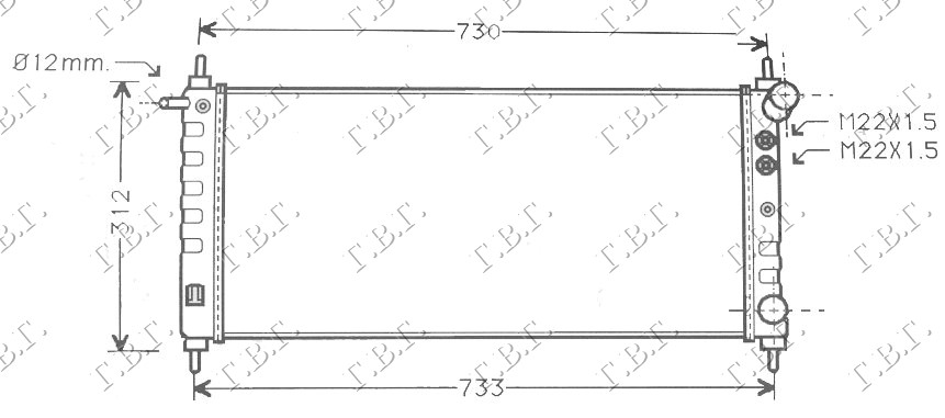 HLADNJAK MOTORA 97 – 1.2 – 1.4 +A/C (68×27.5)DESNO OPEL CORSA B (1996-1997) (OEM: 1300174, 9128608)