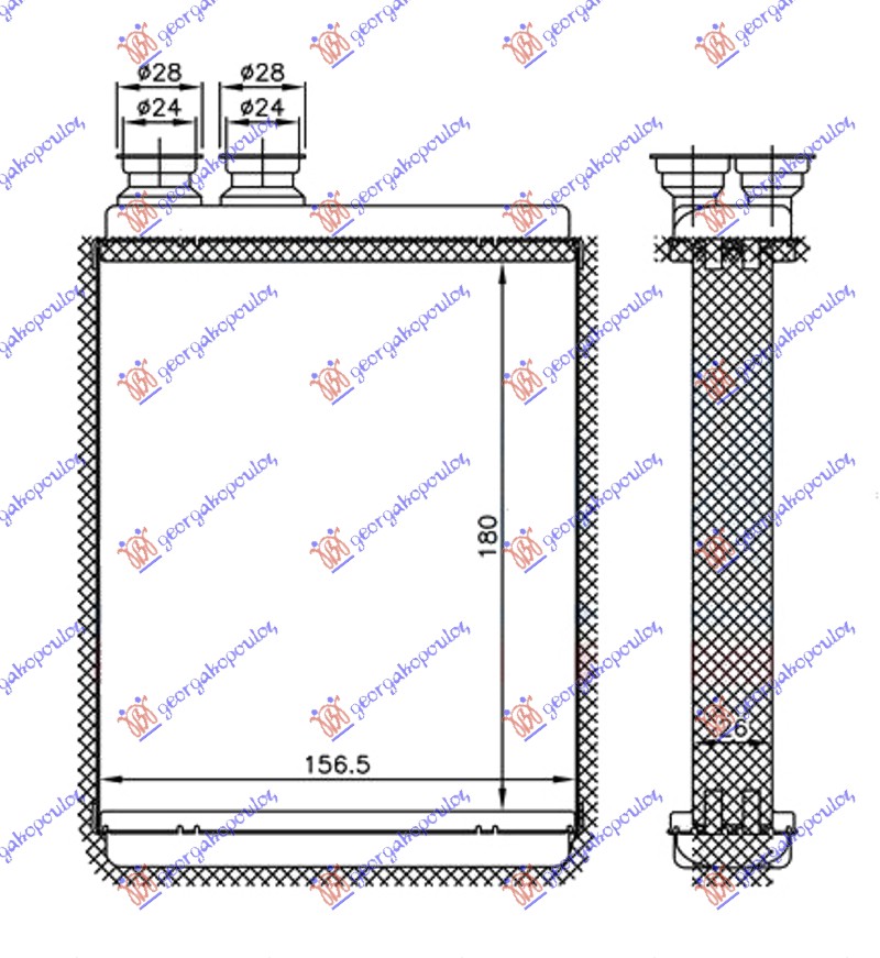 GREJAC KABINE (BR) (180x157x26) CITROEN DS3 (2010-2014) (OEM: 6448.V3, 6448V3)