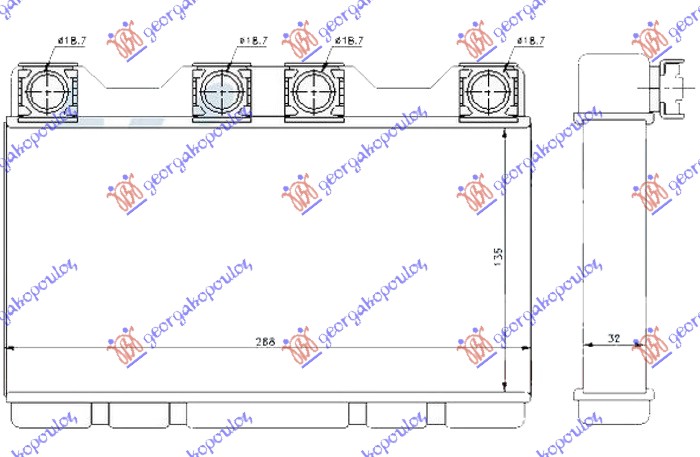 GREJAC KABINE (BR) (135x268x32) BMW SERIES 7 (E38) (1995-2002) (OEM: 64118372190, 64118373175, 64118391365)