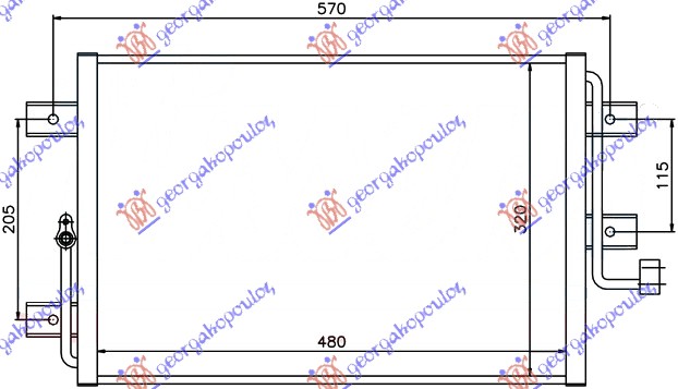 HLADNJAK KLIME 1.6 BENZIN (44.8x35x25) 03- FIAT STRADA (1999-2005) (OEM: 46826683)