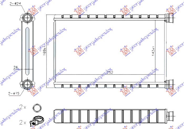 GREJAC KABINE (BR) (143x250x26) DENSO BMW SERIES 3 (E92/93) COUPE/CABRIO (2007-2011) (OEM: 64116934783, 64116941991, 64119123506)