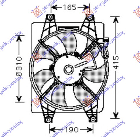 VENTILATOR KOMPLET BEN-DIZ (MAN/AUT) HYUNDAI ACCENT SDN (1999-2002) (OEM: 97730-25100, 9773025100)