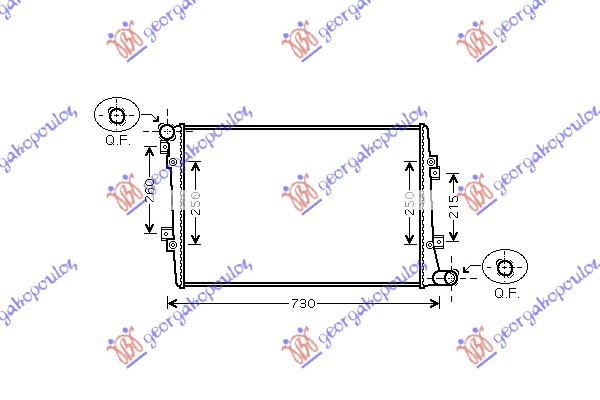 HLADNJAK MOTORA 1.9-2.0DIZ (650×400) (MEHAN) VW GOLF V (2004-2008) (OEM: 1K0121251AK, 1K0121251AM)