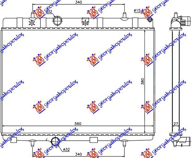 HLADNJAK MOTORA BEN-DIZ (BRA) (38x56x2.7) CITROEN C3 (2002-2010) (OEM: 1330.P8, 1330.P9, 1330A1)