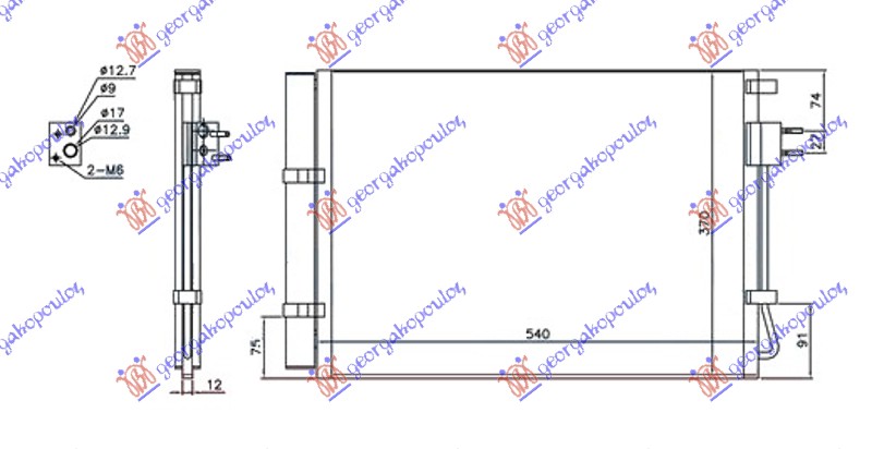 HLADNJAK KLIME 1.2-1.4i BENZIN (520x370x12) HYUNDAI i20 (2012-2014) (OEM: 976060U000, 976060U000AS)