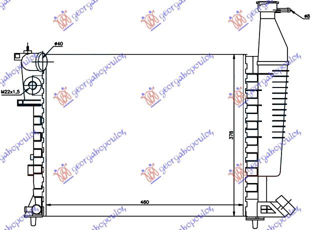 HLADNJAK MOTORA . 1.1cc +/ – A/C (46×37.8×23) CITROEN BERLINGO (1996-2002) (OEM: 133007)