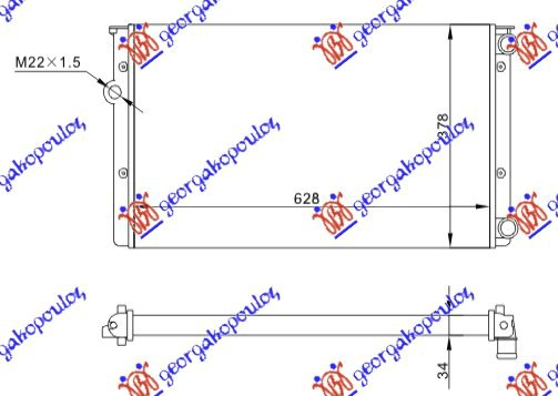 HLADNJAK MOTORA 1.6 – 1.8 – 2.0 (63×38) VW GOLF III (1992-1998) (OEM: 1H0121253BA, 1H0121253BM)