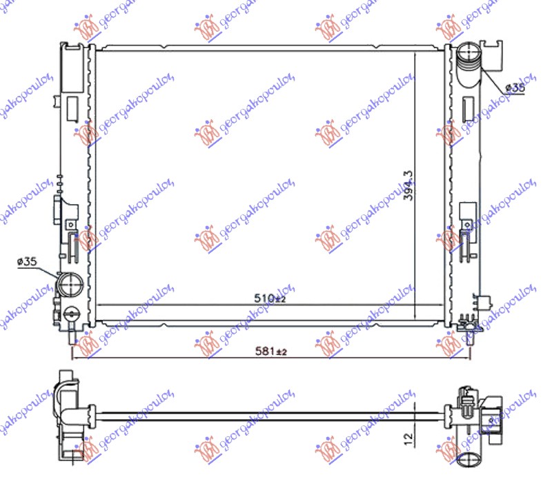 HLADNJAK 0 .9- 1.5 dCi DIZ (5 10 x395x 12) NISSAN MICRA (K14) (2017-) (OEM: 214105FA0A)