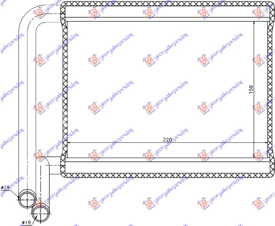 GREJAC KABINE (BR) (150x220x16) T.DOOWON KIA RIO (2005-2011) (OEM: 97138-1G000, 971381G000)