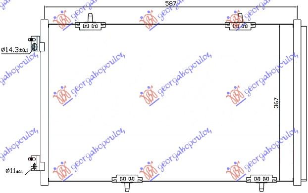 HLADNJAK KLIME 1.2- 1.6VTi- 1.6HDi (56.9×3 PEUGEOT 301 (2012-2017) (OEM: 9674994280)