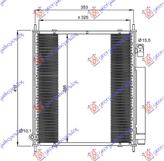 HLADNJAK KLIME 1.2 – 1.4 BENZIN – 04 (325x395x16) HONDA JAZZ (2001-2008) (OEM: 80110-SAA-003, 80110SAA003)