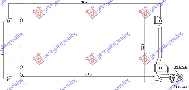 HLADNJAK KLIME BENZIN – DIZEL (580x350x16) SEAT IBIZA (2008-2012) (OEM: 6C0816411B, 6R0820411D, 6R0820411G)