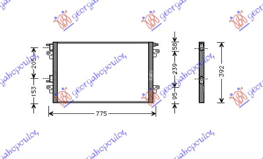 HLADNJAK KLIME 04- (66×39) RENAULT LAGUNA (2000-2007) (OEM: 82 00 332 852, 8200332852)