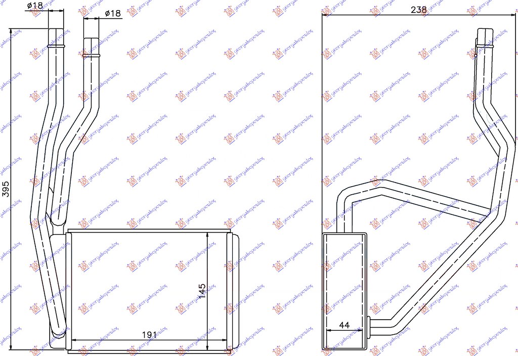 GREJAC U KABINI (BR) (191x145x44) FORD FUSION (2002-2012) (OEM: 1206926, 2S6H18B539AB)