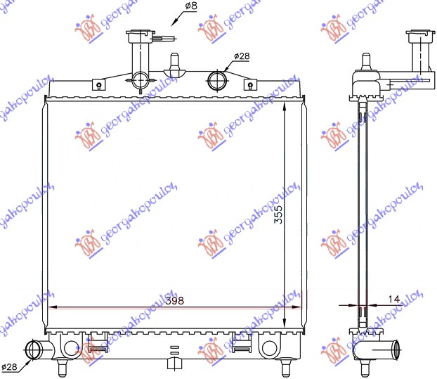 HLADNJAK MOTORA (35.5×39.5) KIA PICANTO (2008-2011) (OEM: 25310-07500, 2531007500)