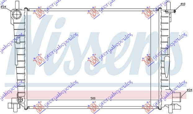 HLADNJAK MOTORA 1.8 D-TD +AC (50×36.3×28) FORD FIESTA (1999-2002) (OEM: 1012955, 1E1615200)
